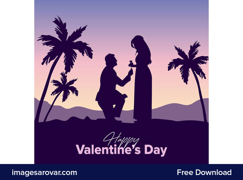 Happy valentines day couple in love silhouette vector image free ...