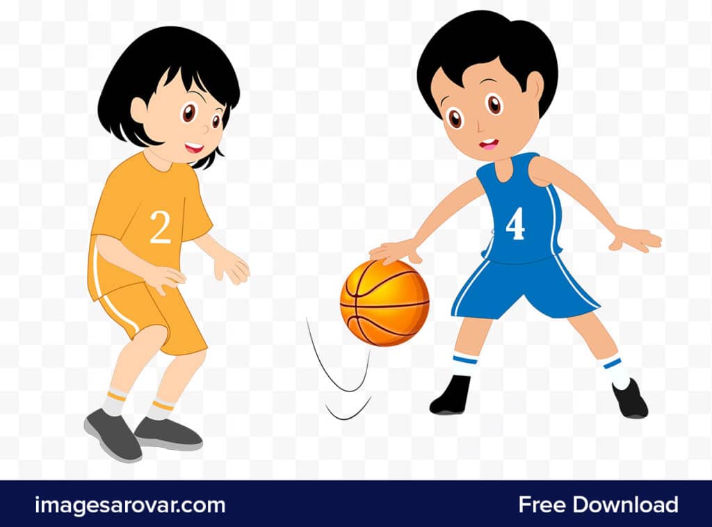 Happy Children Playing Basketball Clipart Png Vector Free Download ...
