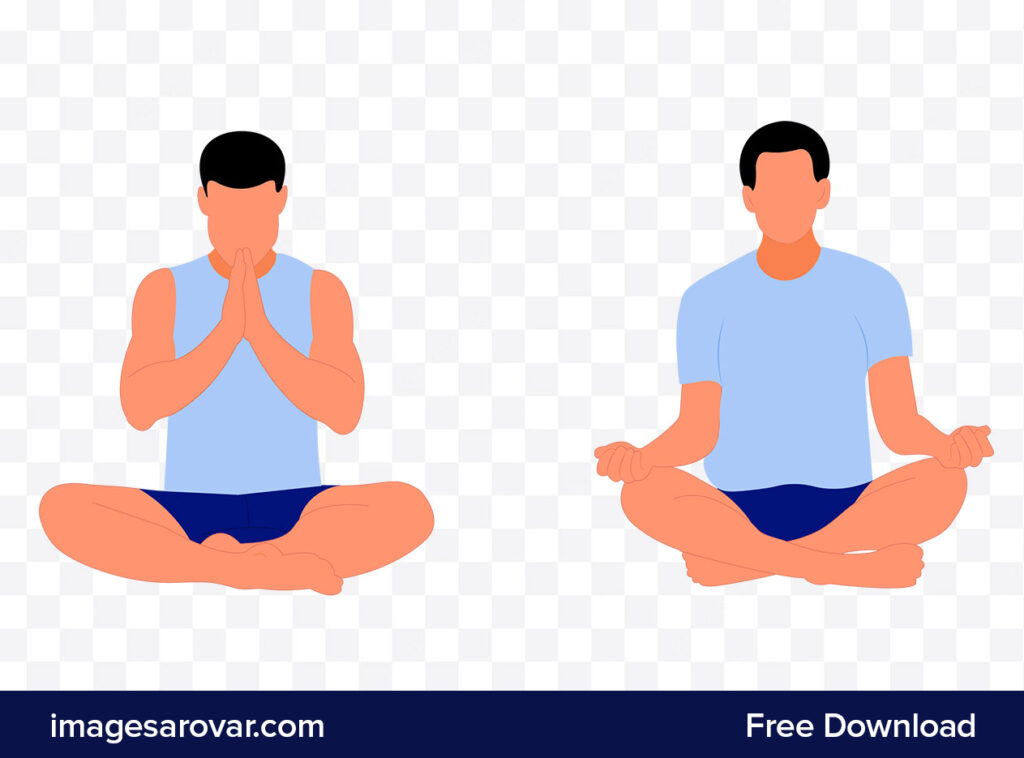 Yoga Day Vector | Men Doing Yoga Poses Vector Illustration Free ...