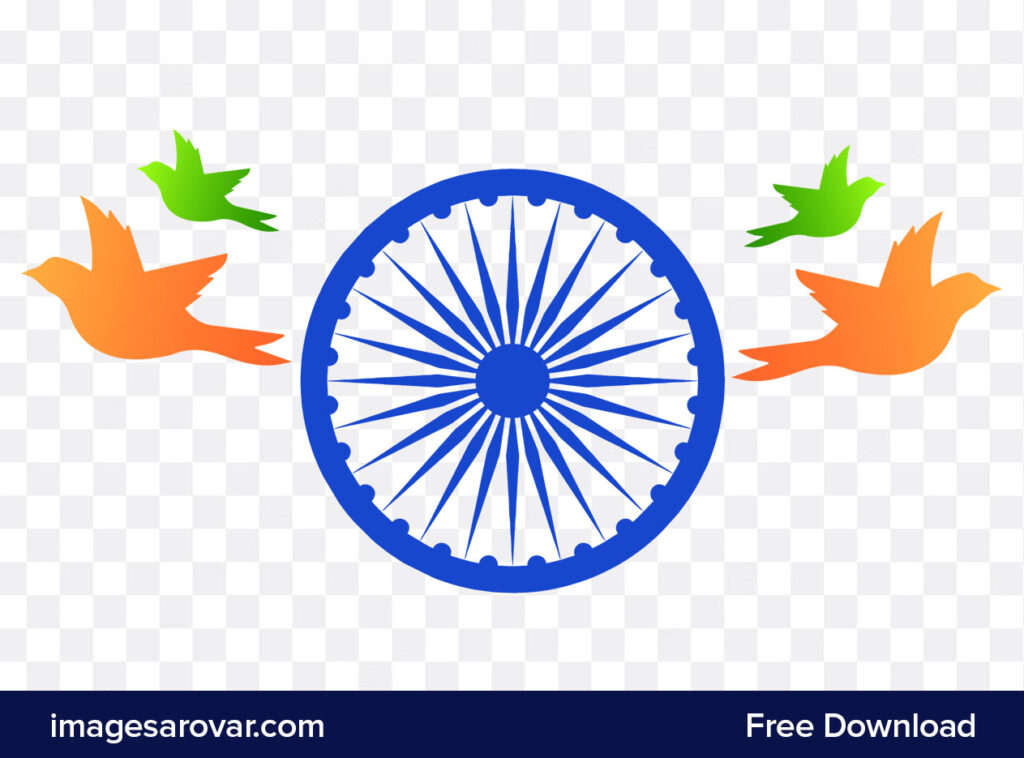 Happy Independence Day Clipart | Ashoka Chakra With Flying Birds Vector ...