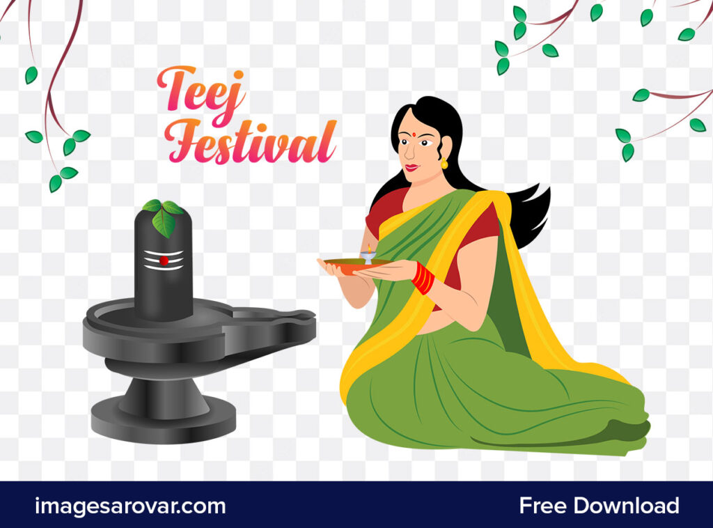 Hariyali Teej Festival | Teej Festival Puja With Shivling Vector ...