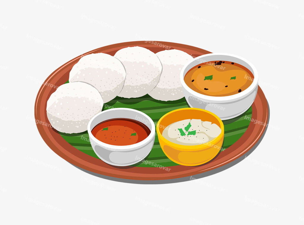 south Indian Food Idli With Sambar Png Vector Illustration - Image ...